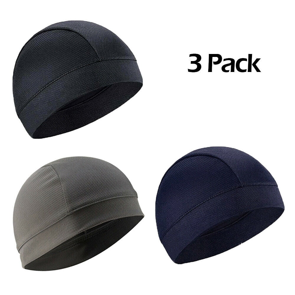 3 Pack Cooling Skull Cap Helmet Liner Sweat Wicking Cycling Running Hat ...