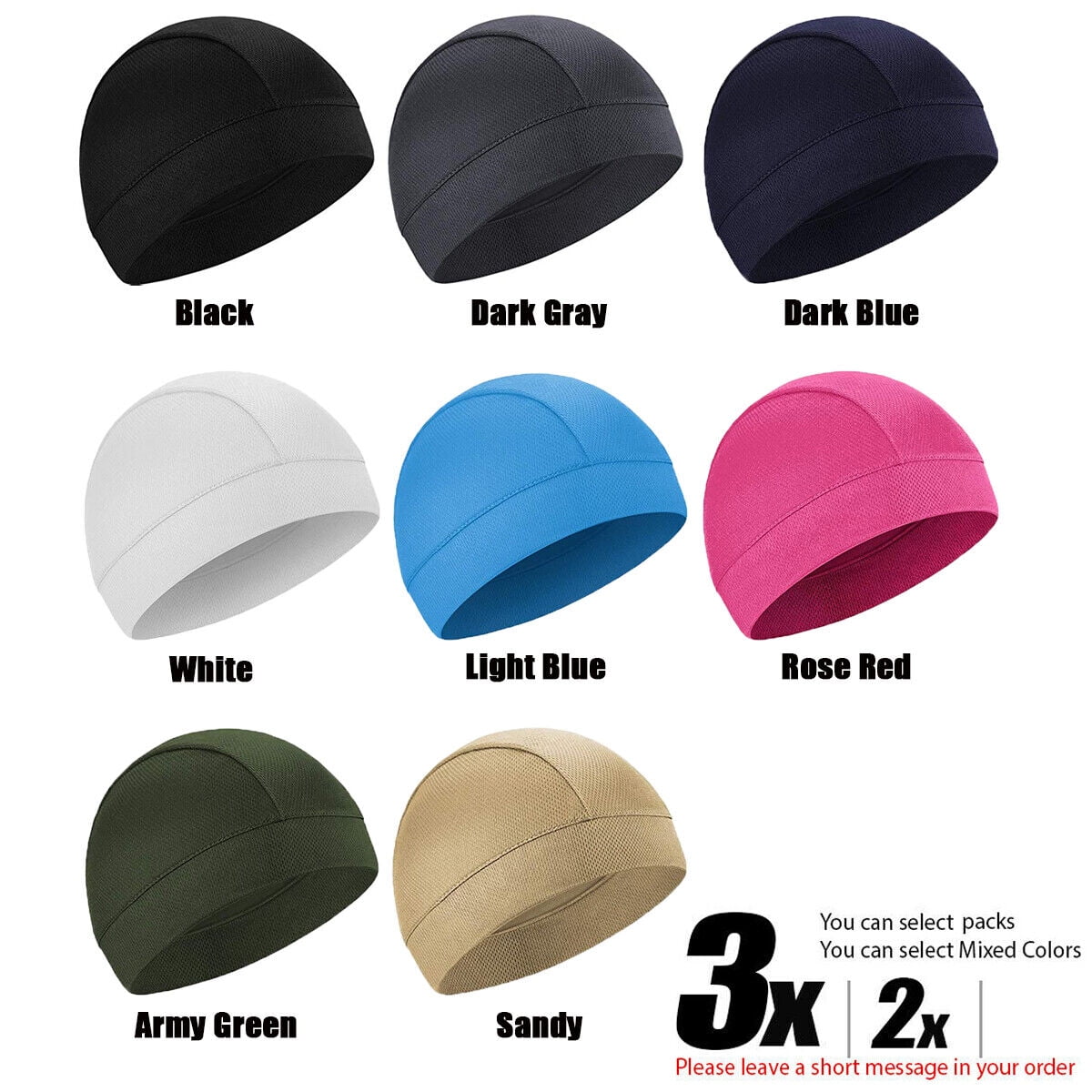 3 Pack Cooling Skull Cap Helmet Liner Wicking Cycling Running Hat for ...