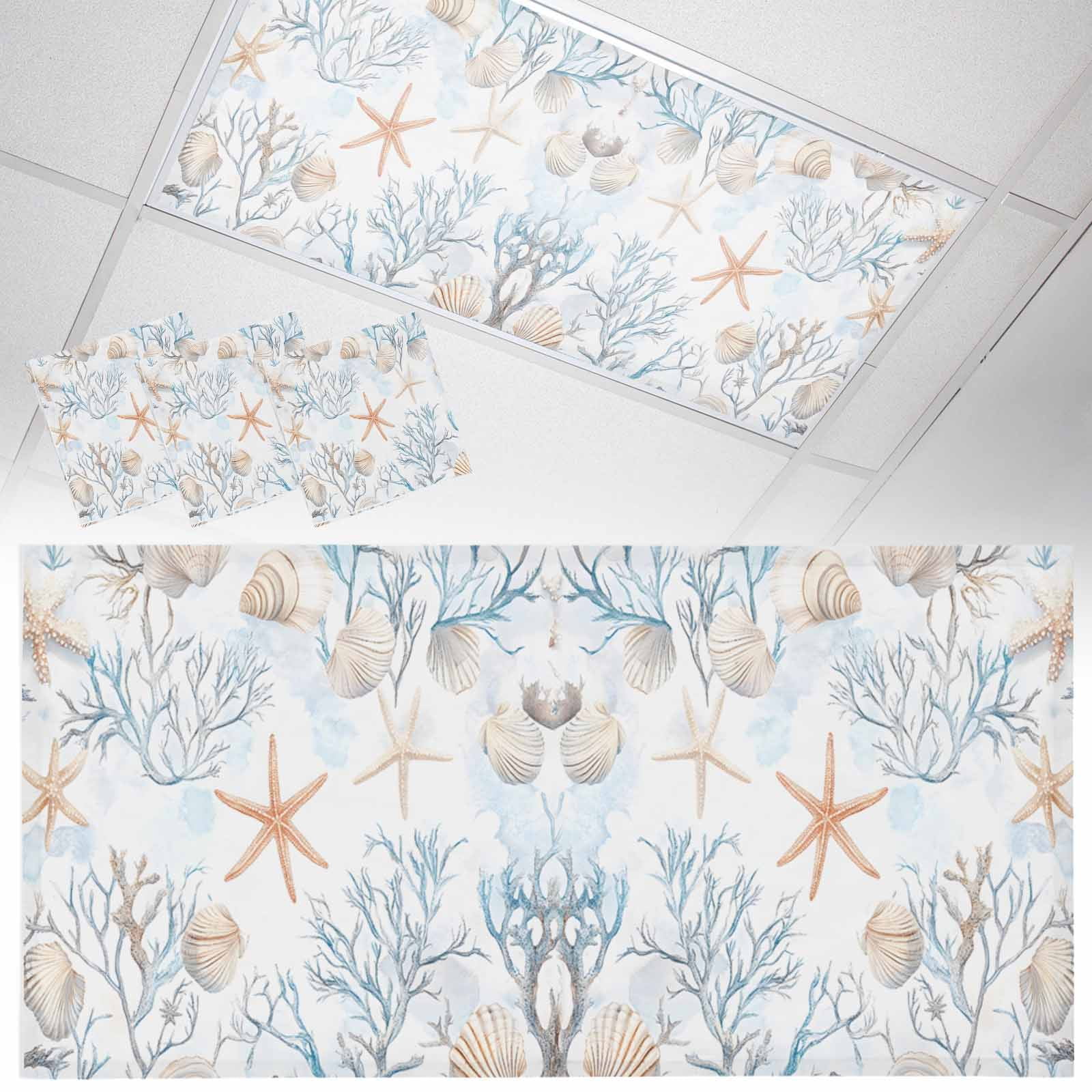 3 Pack Coral Starfish Fluorescent Light Covers for Ceiling Lights Ocean ...