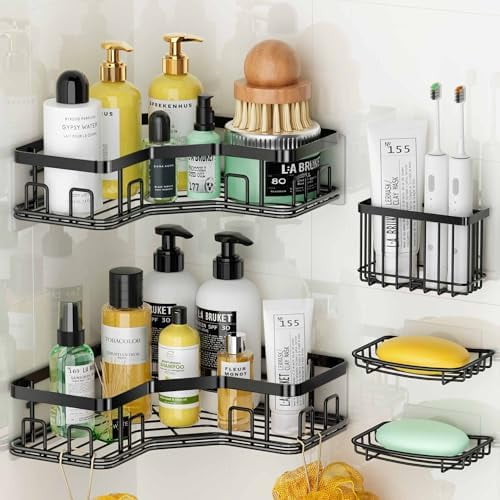 3 Pack Corner Shower Caddy with Soap Holder, Large Capacity Sturdy Easy ...