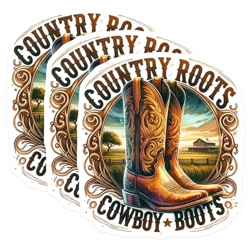 (3 Pack) Cowboy Boots Decals - Country Roots Sticker - Western Laptop ...