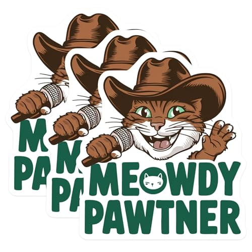 (3 Pack) Cowboy Cat Decals - Meowdy Pawtner - Western Kitty Laptop ...