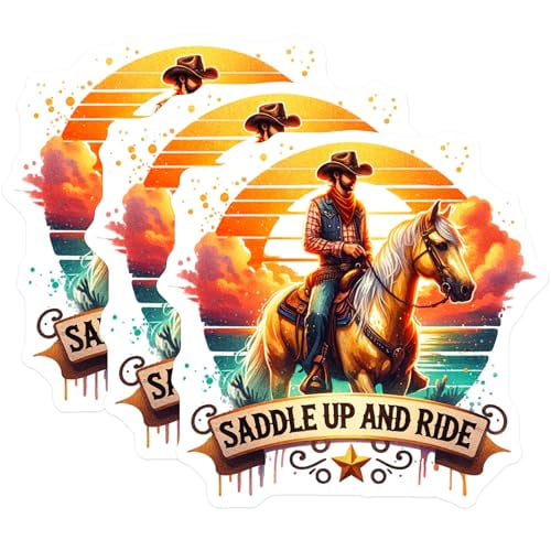(3 Pack) Cowboy Horse Decals - Western Rider Stickers - Saddle Up Decor ...
