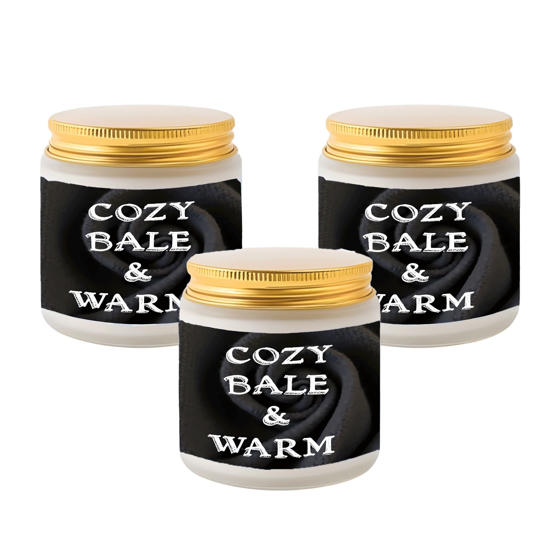 3 Pack Cozy Bale & Warm Scented Soy Wax Candles - Elegant with Blurred ...