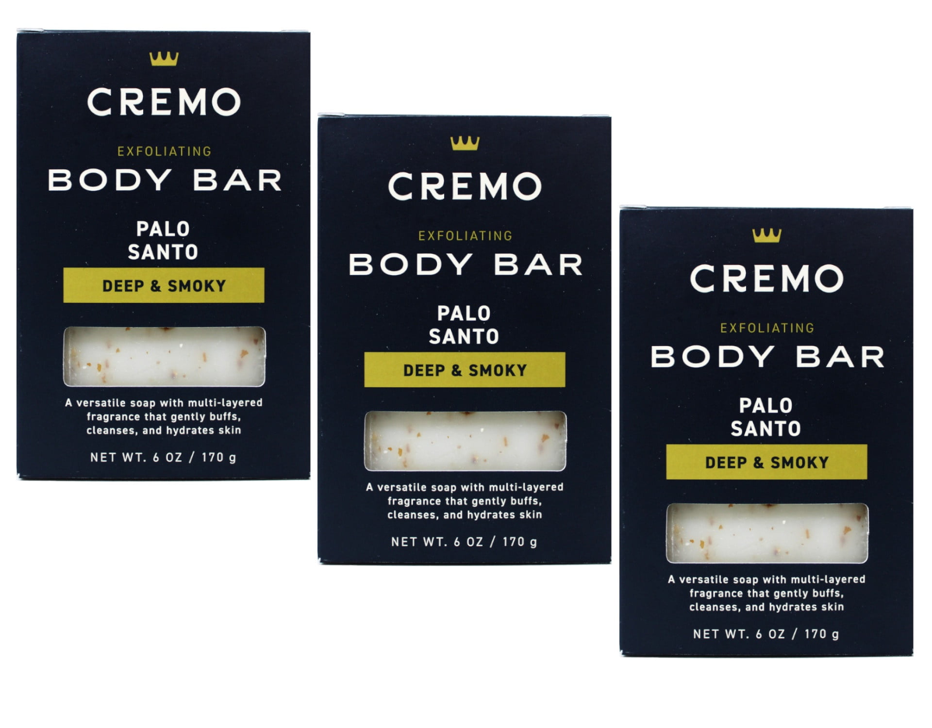 3 Pack - Cremo Exfoliating Body Bars Palo Santo - A Combination of Lava ...