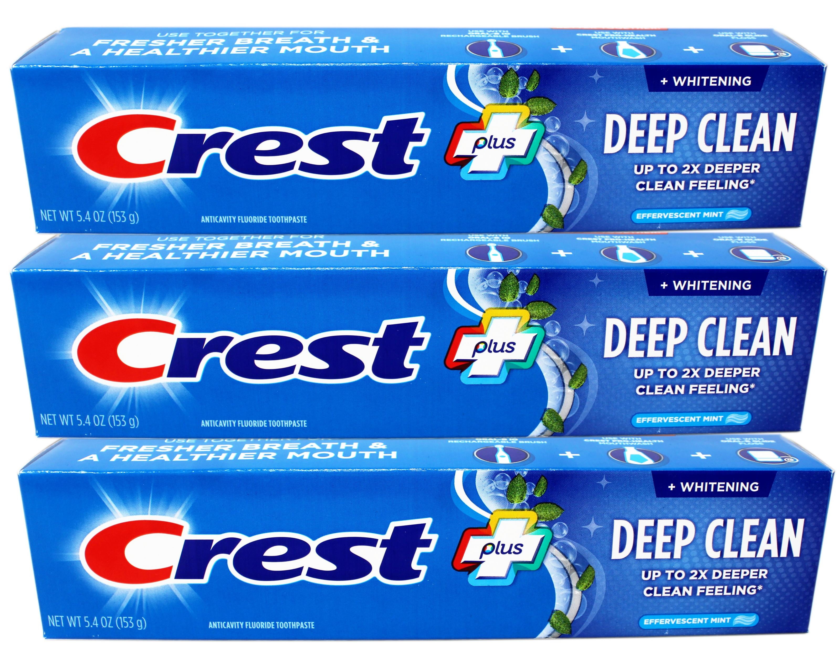 3 Pack - Crest Whitening Plus Deep Clean Toothpaste, Effervescent Mint ...