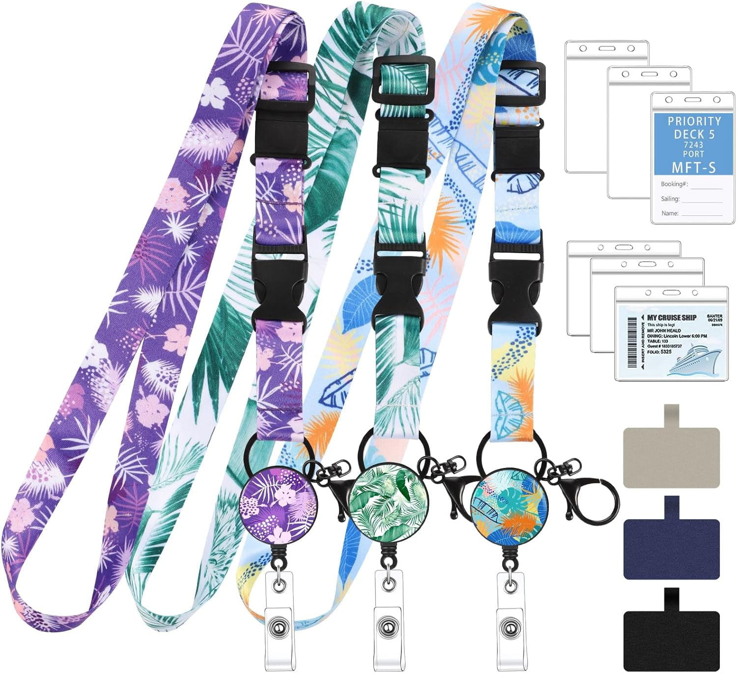 3 Pack Cruise Lanyards, Adjustable Lanyards for Cruise Ship Cards with ...