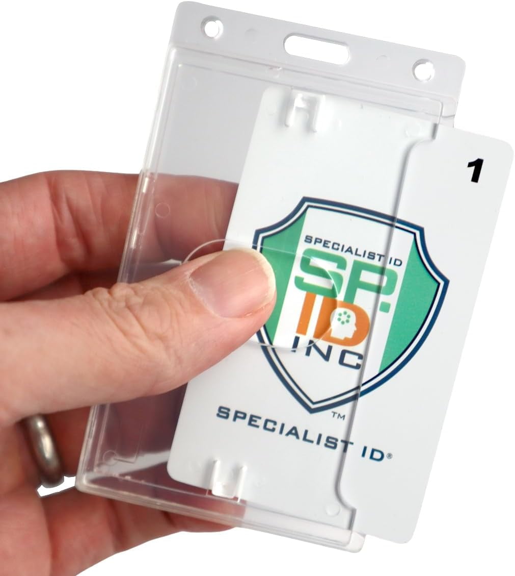 3 Pack - Crystal Clear Heavy Duty Badge Holder - Vertical Hard Plastic ...