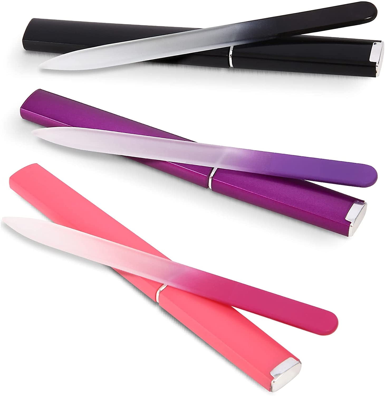 MEMKEY 3 Pack Crystal Glass Nail File, Double-Sided Etched, Gentle Nail ...