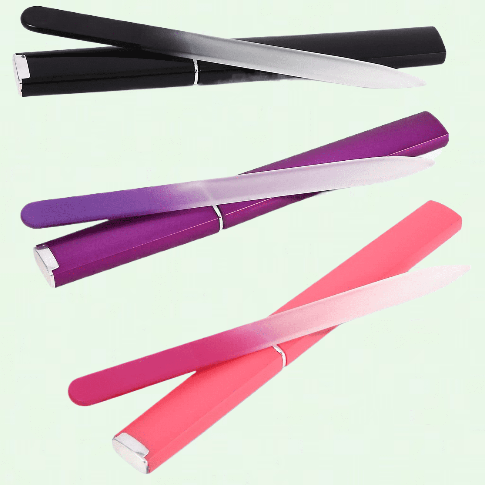 Teesod Crystal Glass Nail Files 3 Pack with Dual Sided Etched Surfaces ...