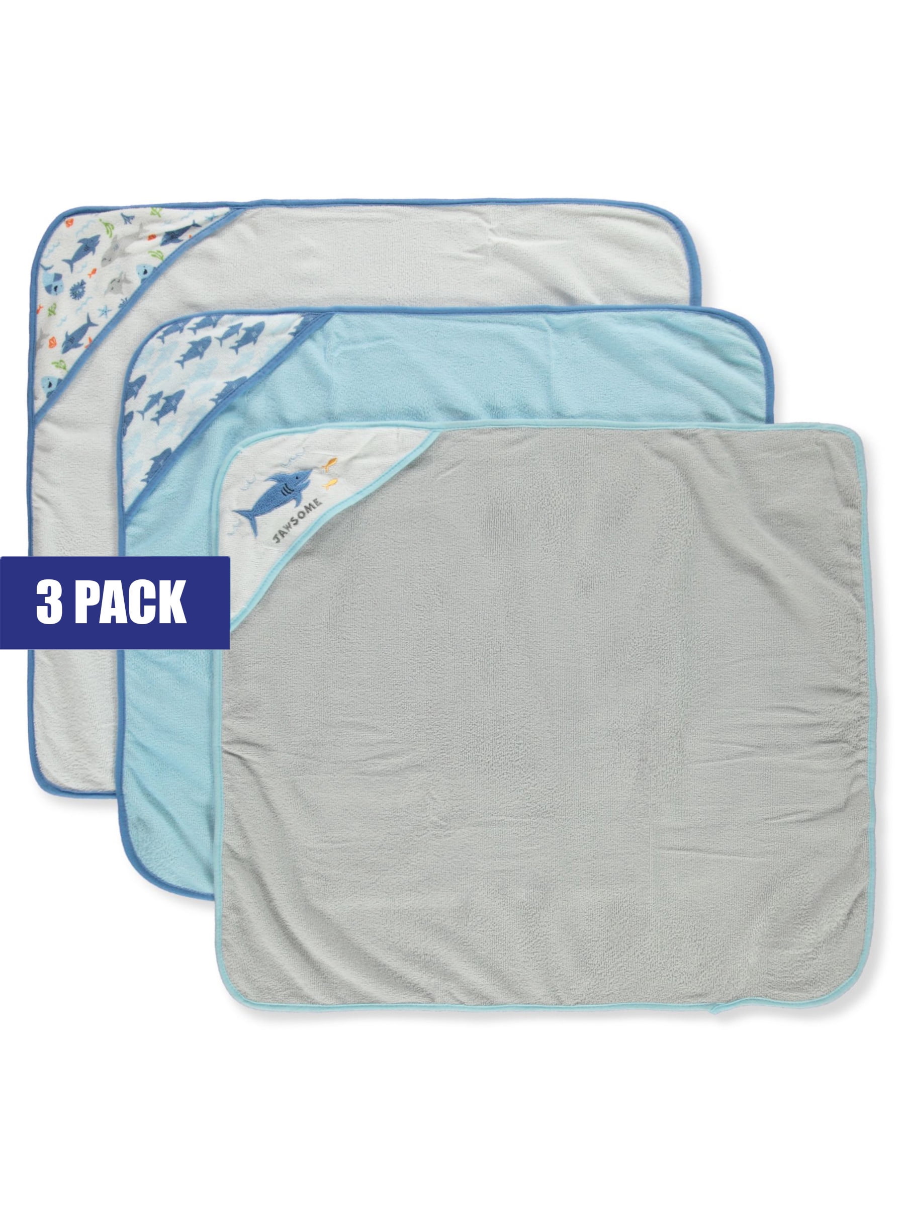 Buttons & Stitches Baby Boys' 3-Pack Shark Hooded Bath Towels - gray ...