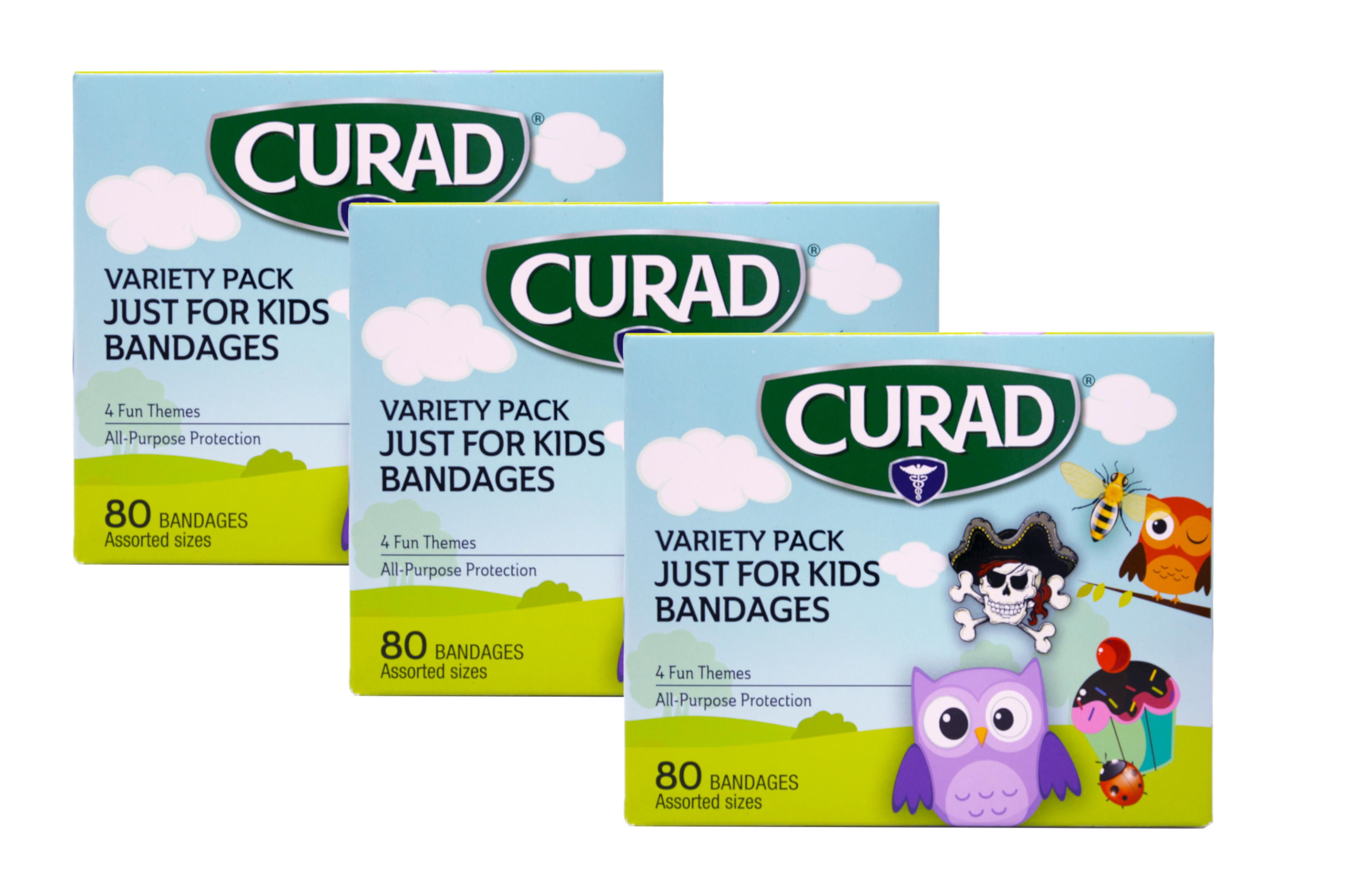 3 Pack - Curad Just for Kids Bandages, 4 Fun Themes, Colorful, All ...