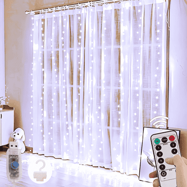 SHELLTON LED Curtain Lights,12 Stars 138 LED Curtain String Lights ...