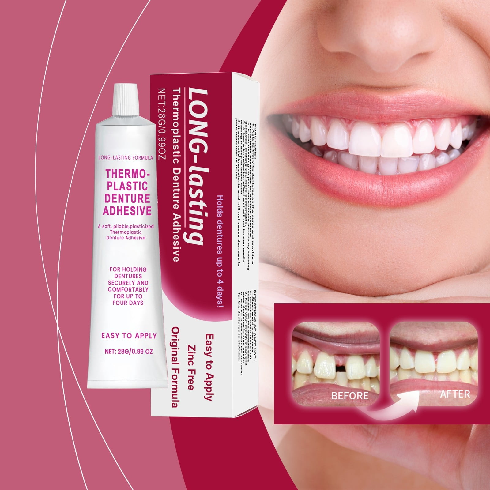 3- Pack Cushion Grip Long-Lasting Thermoplastic Denture Adhesive, 1 oz ...