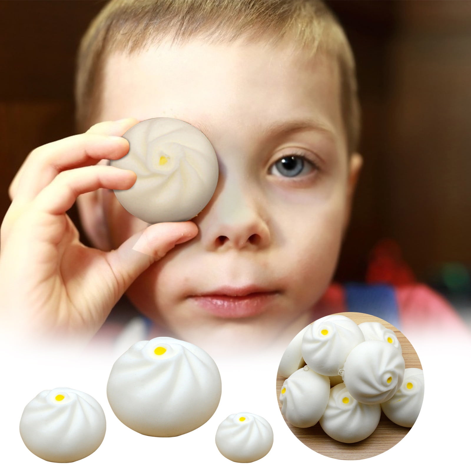 3 Pack Custard Bun Fake Food Stress Toy 3.1 Inches Pu Simulation Slow Rising For Venting Anxiety ...