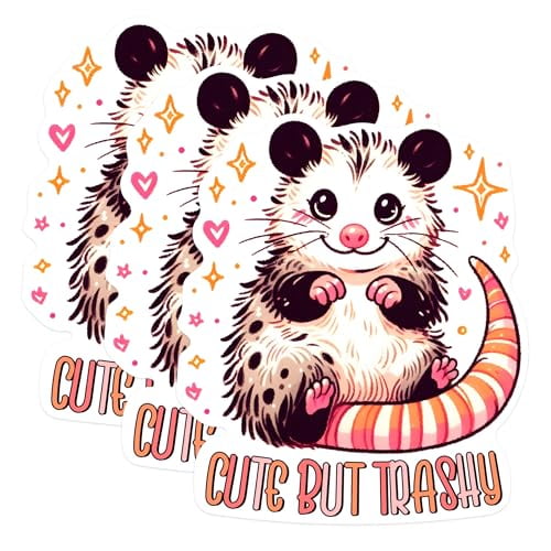 (3 Pack) Cute Opossum Decals - Trashy Humor - Laptop Decal - Funny ...