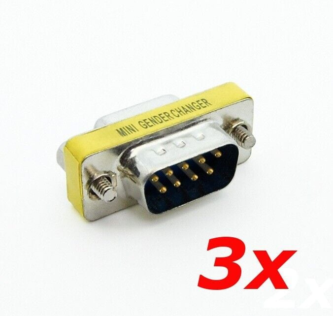 3 Pack - DB9 D-SUB 9-Pin RS232 Serial Male to Female Port Saver Coupler ...