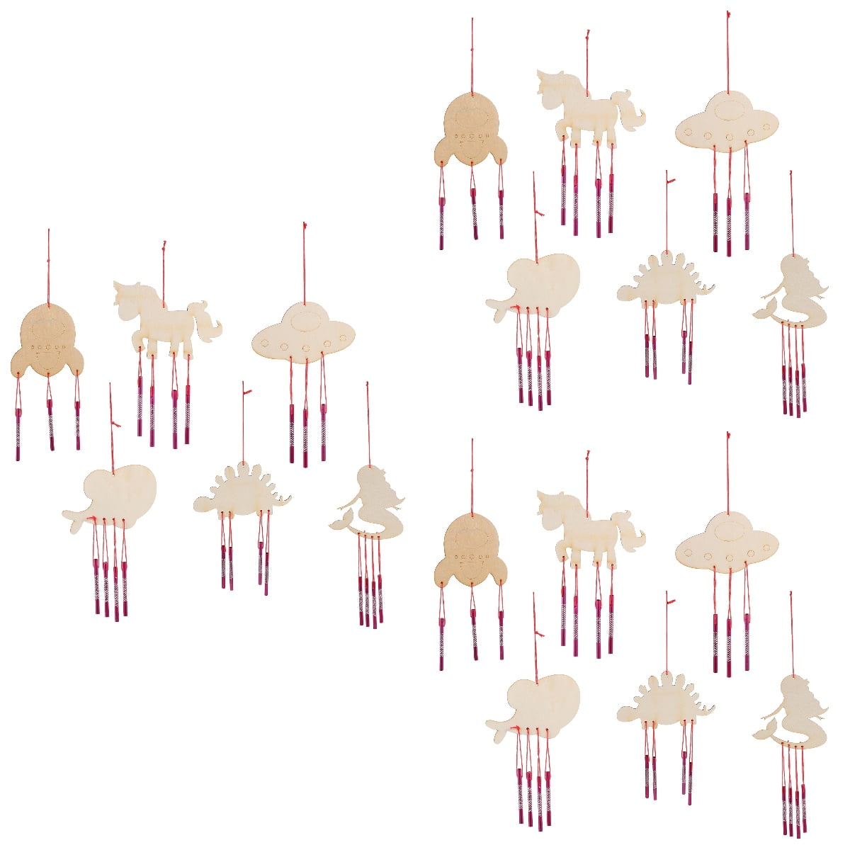 3 Pack DIY Wooden Wind Chime Accessory outside Chimes Craft Child Beige ...