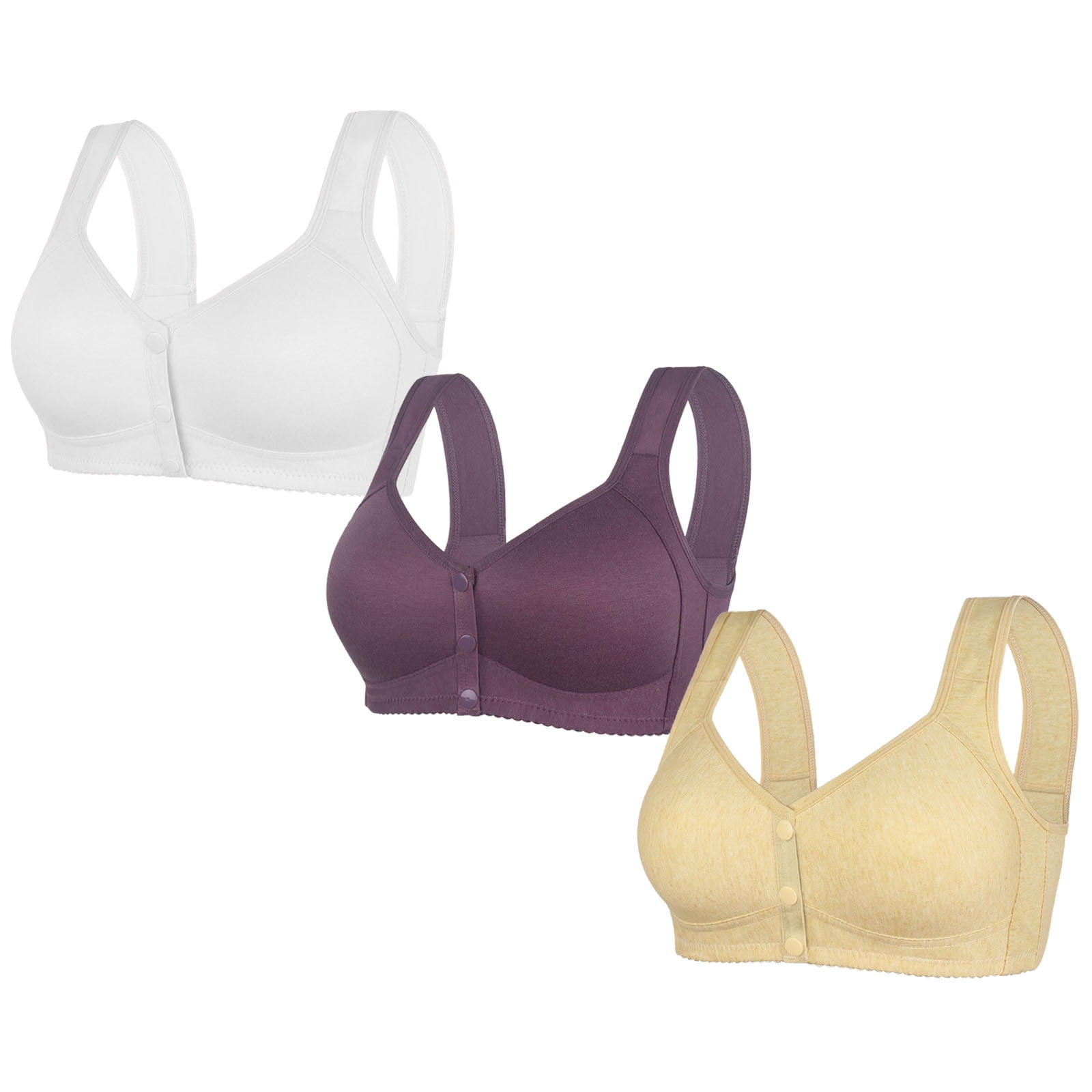 3 Pack Daisy Bras for Women Front Closure No Underwire Wireless Bras ...