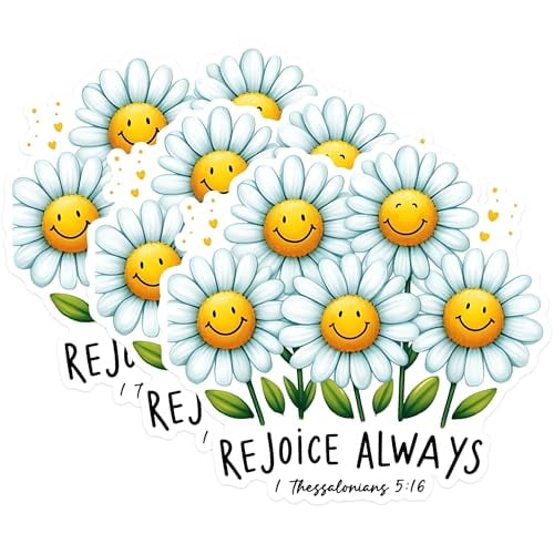 (3 Pack) Daisy Flower Decals - Rejoice Always - Christian Laptop Decal ...