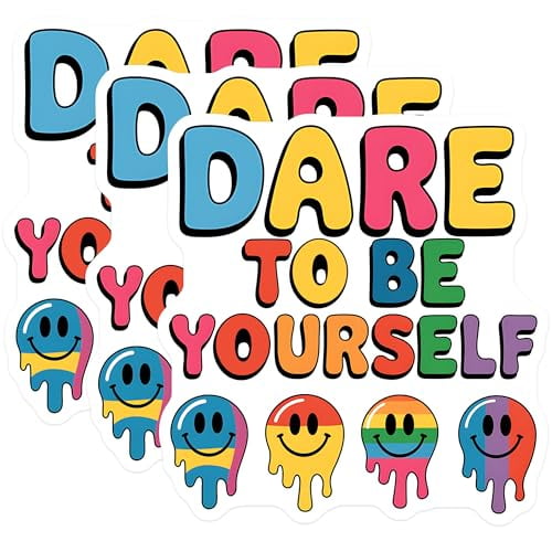 (3 Pack) Dare to Be Yourself Decals - Melting Smiley Face - Laptop ...