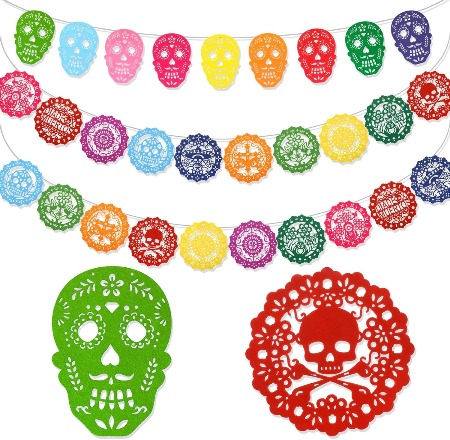 3 Pack Fiesta Banner Colorful Felt Papel Picado Banner for Party Cinco ...