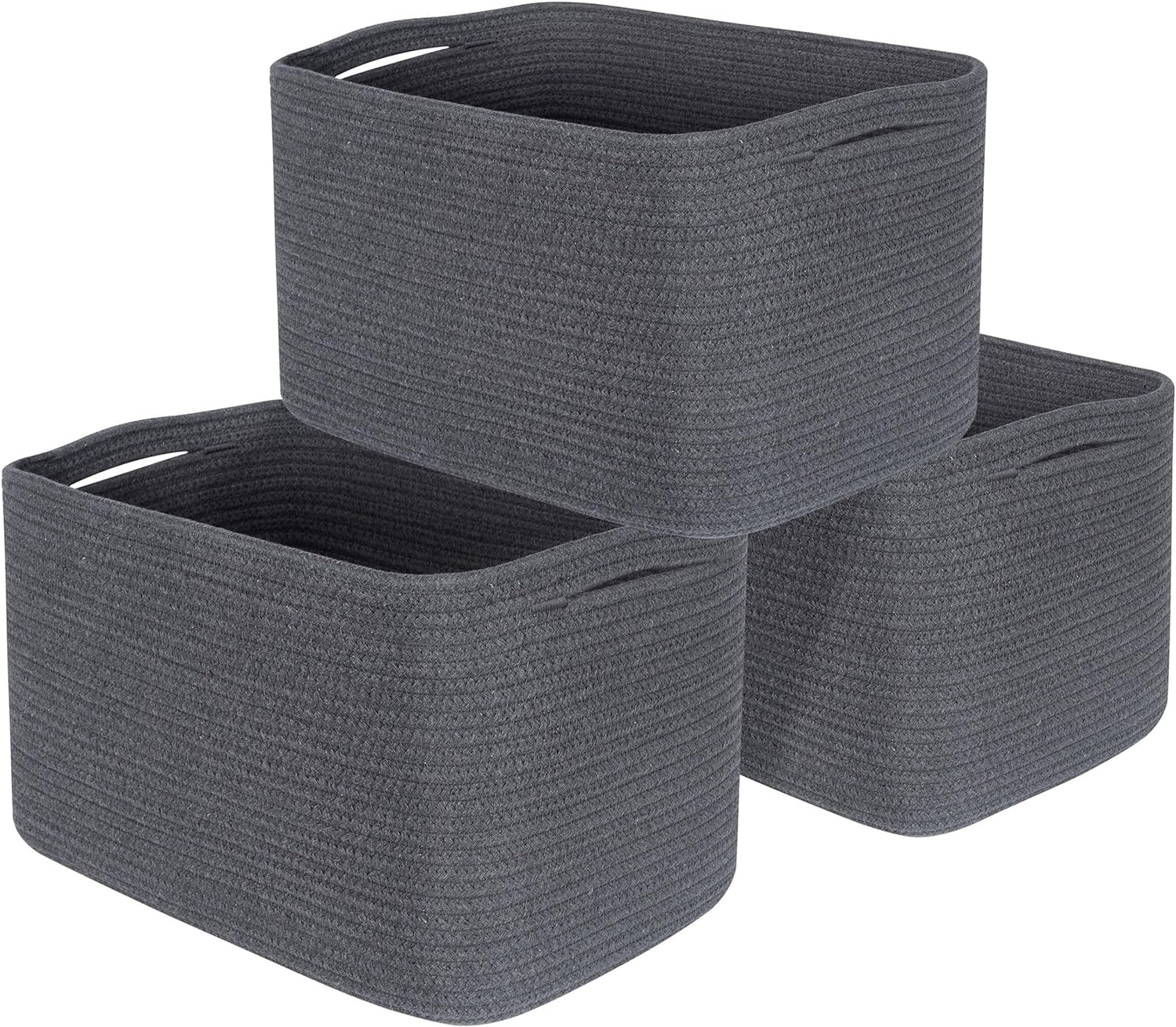 3-Pack Decorative Woven Storage Baskets for Shelves, Cube Bin Box for ...