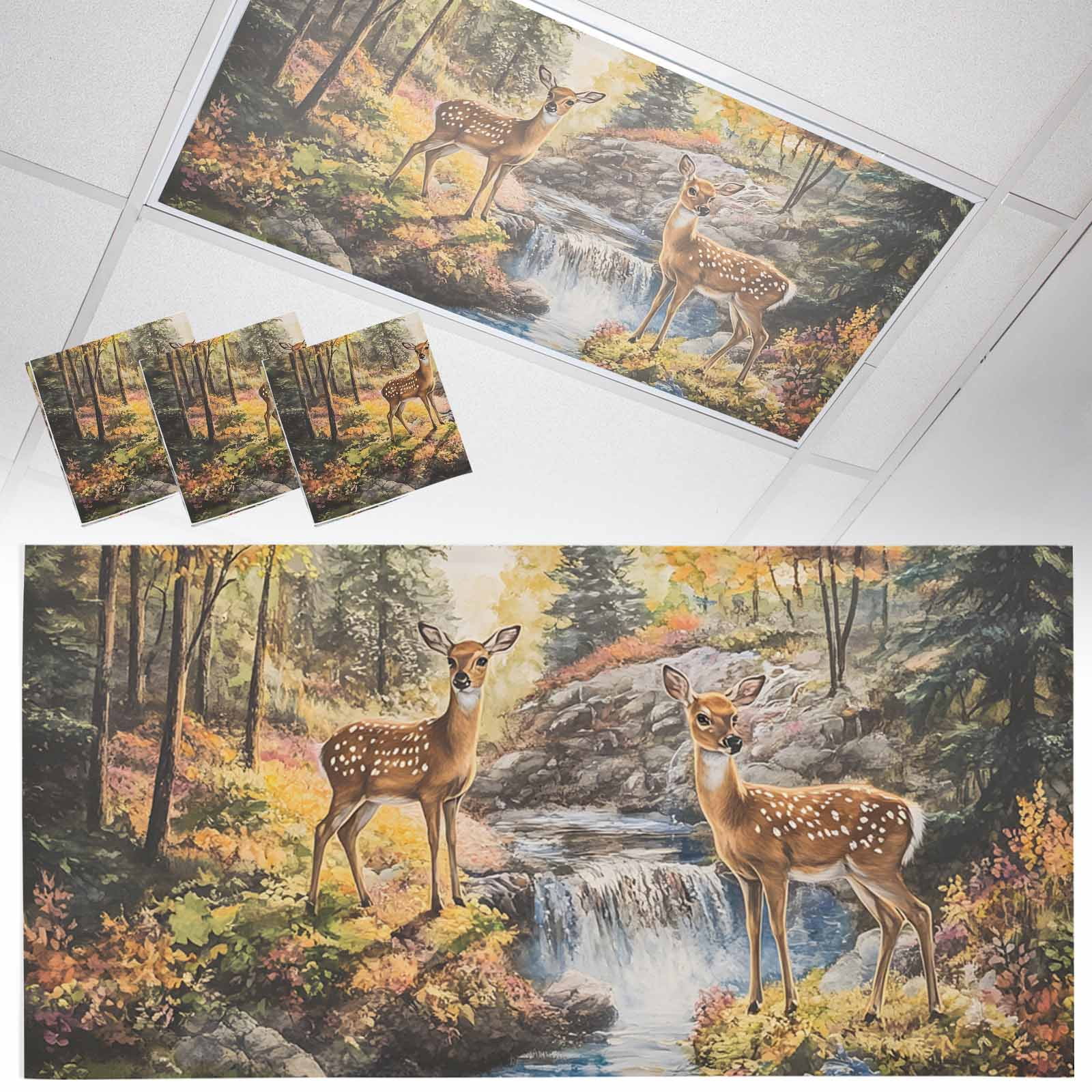 3 Pack Deer Fluorescent Light Covers for Ceiling Lights Forest River ...
