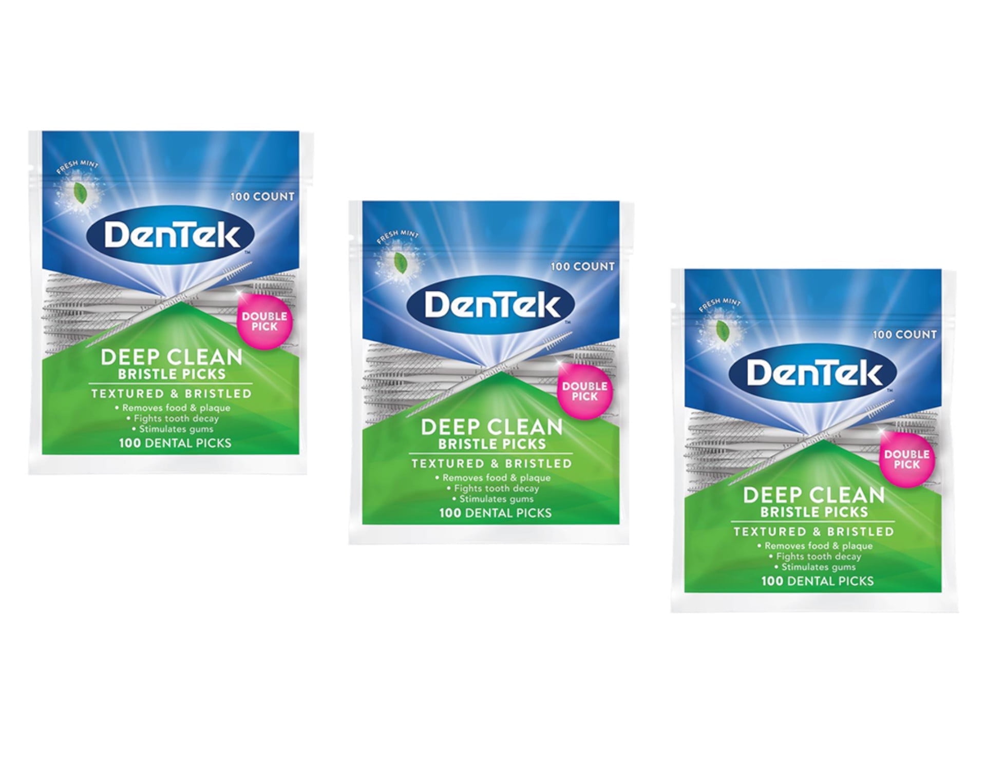 DenTek 3 Pk Deep Clean Mint Dental Picks, Tooth Mouth Teeth Travel ...