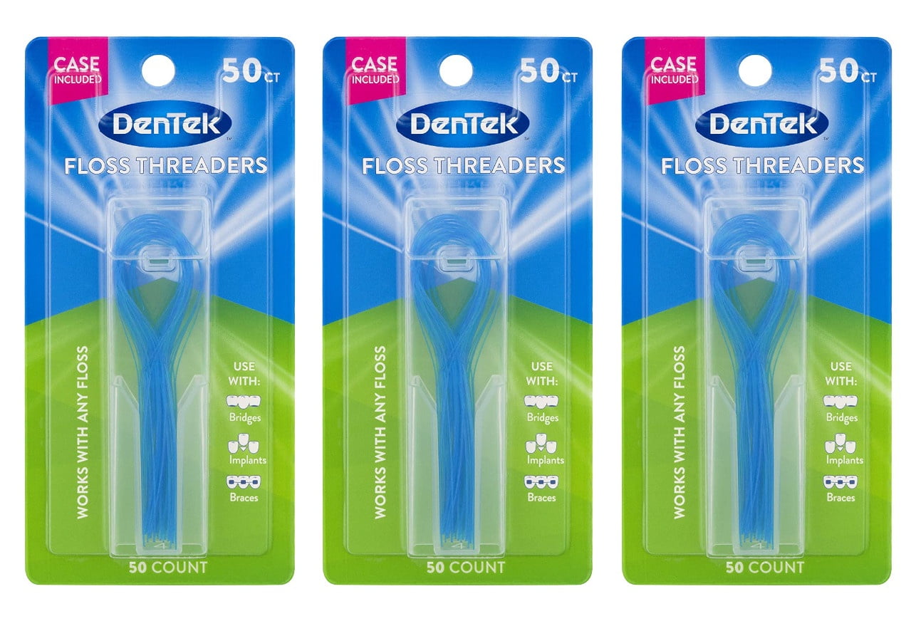 3 Pack - DenTek Floss Threaders, For Braces, Bridges, and Implants, 50 ...