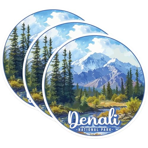 (3 Pack) Denali Decals - National Park Sticker - Alaska Laptop Decals ...