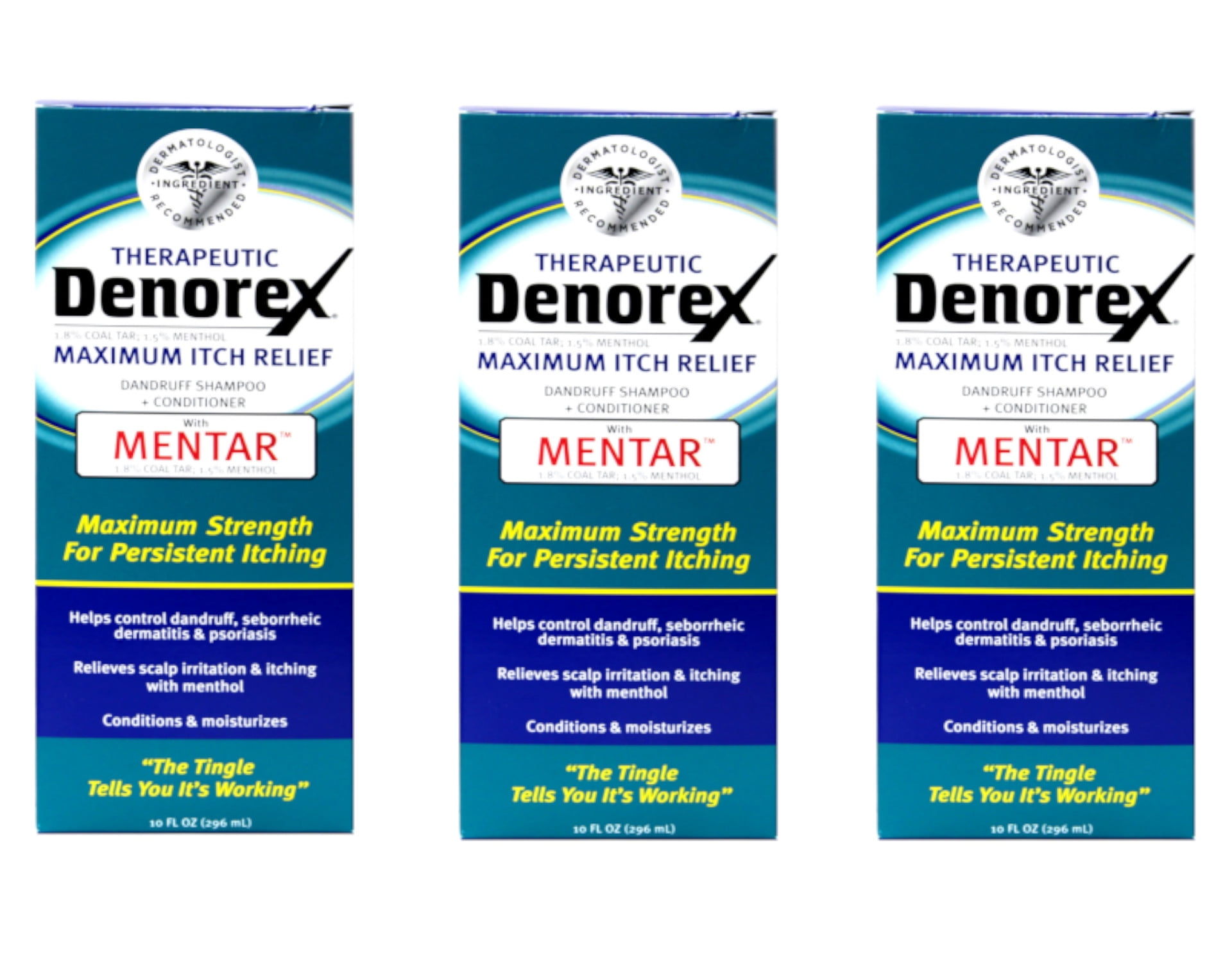 3 Pack - Denorex Dandruff Shampoo Conditioner, Maximum Strength 10 fl ...
