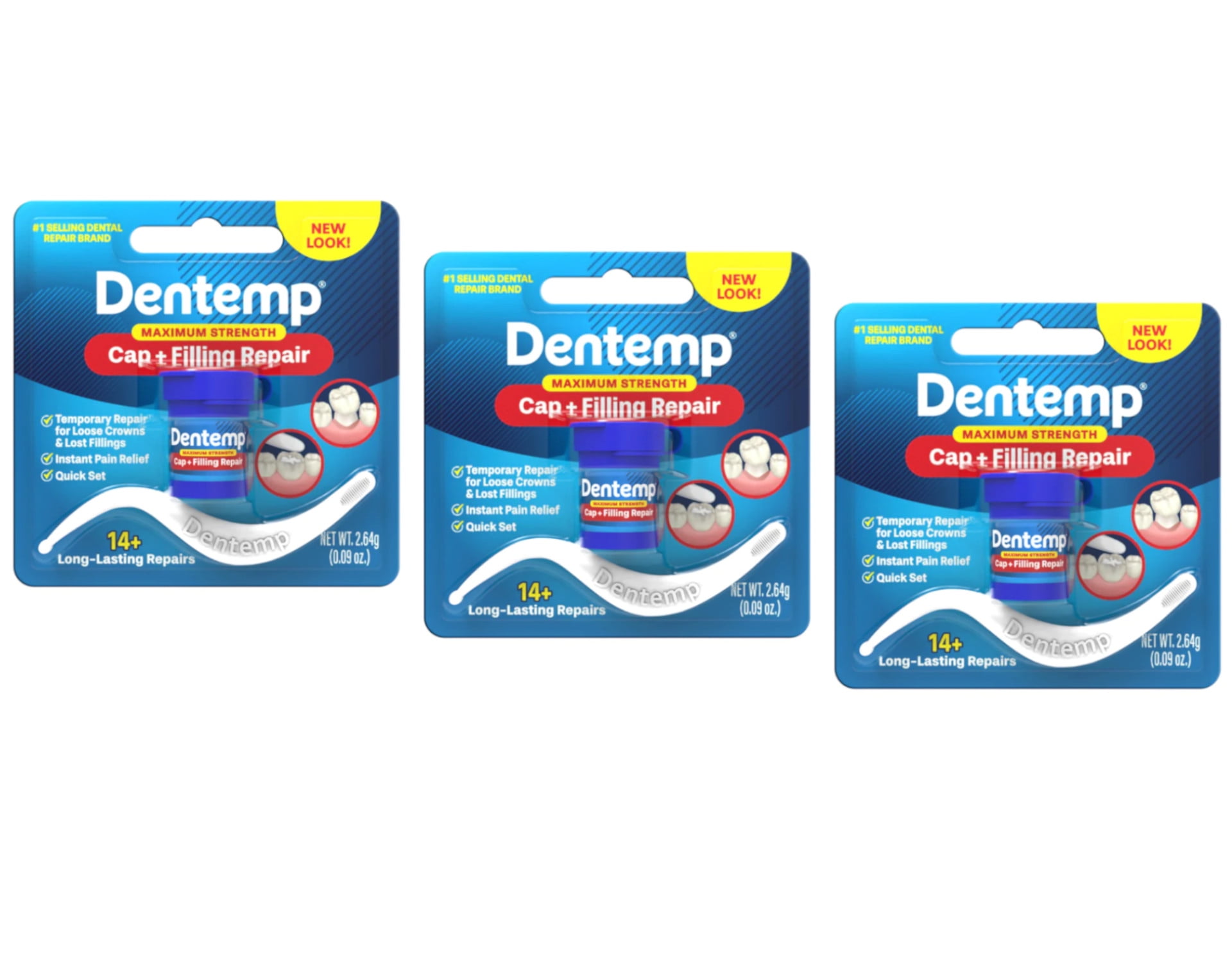 Dentemp O.S. Loose Cap & Lost Filling Repair Kit, 3 Pack, 14+ Repairs ...