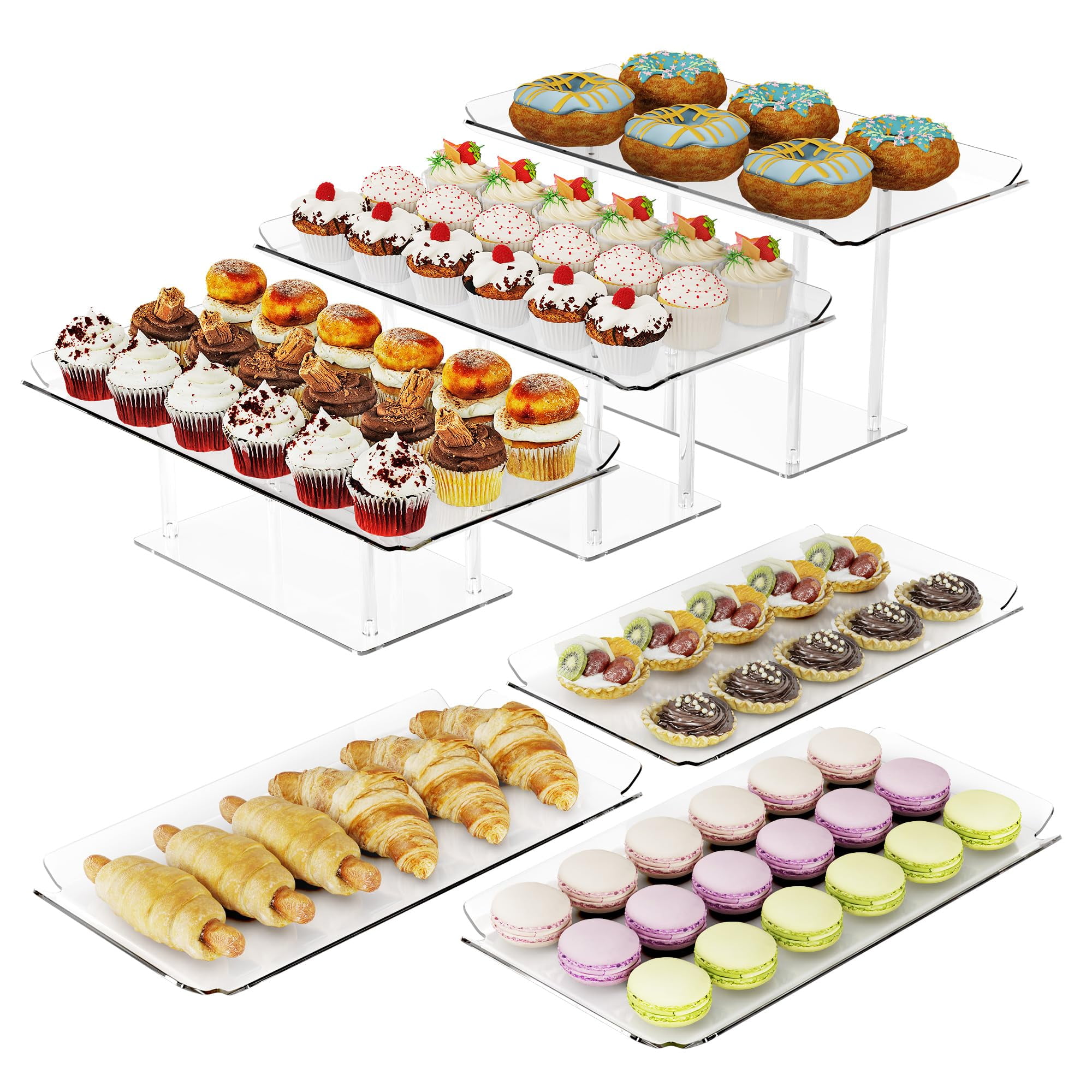 3 Pack Dessert Table Display Set, Clear Acrylic Desert Stands Buffet ...