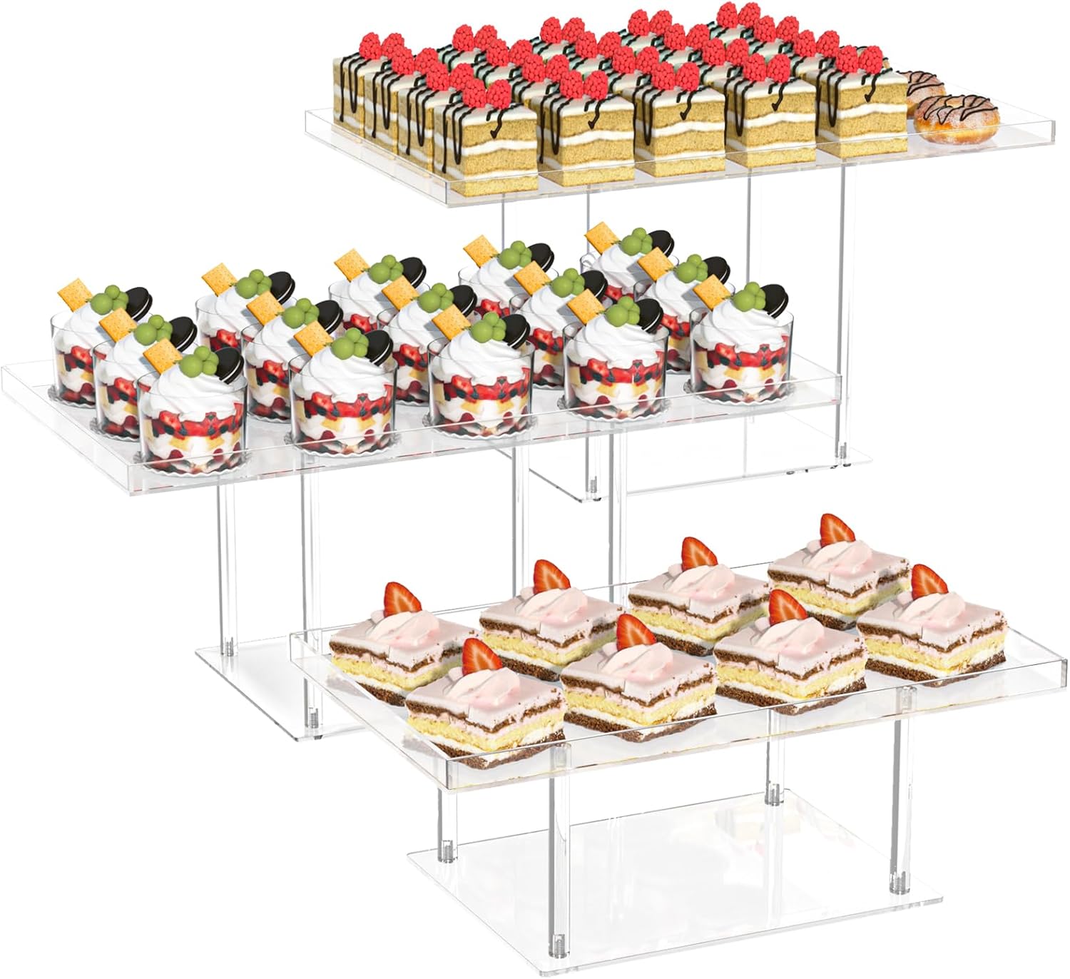 3 Pack Dessert Table Display Set, Clear Acrylic Dessert Stands Buffet ...