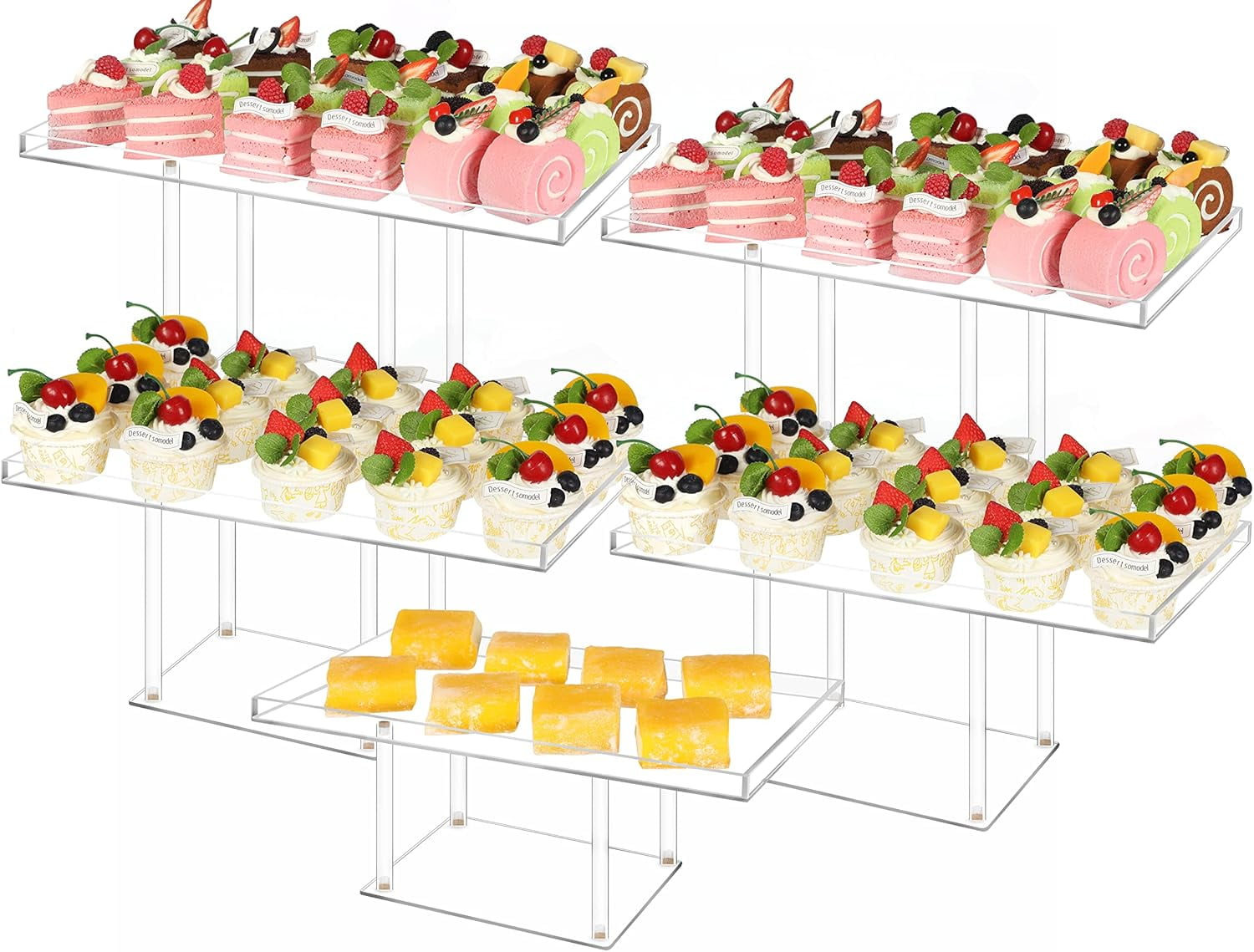 3 Pack Dessert Table Display Set, Clear Acrylic Dessert Stands Buffet ...