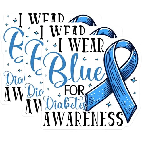 (3 Pack) Diabetes Awareness Decals - Blue Ribbon Stickers - Laptop ...