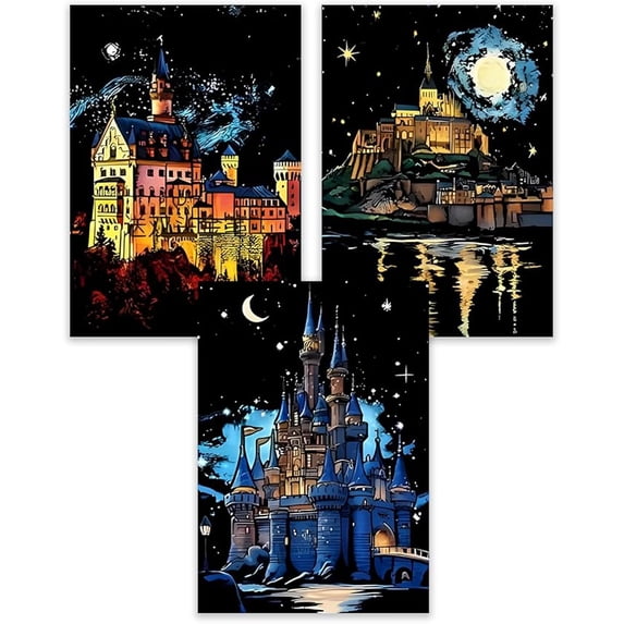 3 Pack Diamond Art Kits for Adults - Magic Castle 5D Diamond Painting ...