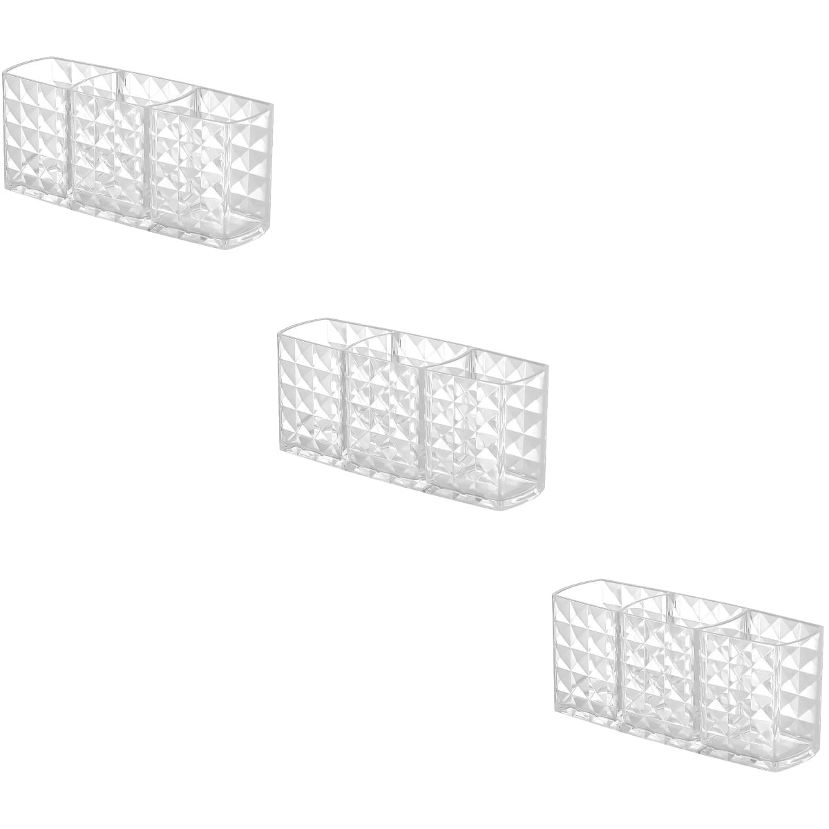 3 Pack Diamond Pattern Storage Tube Desktop Organizer Makeup Brush ...