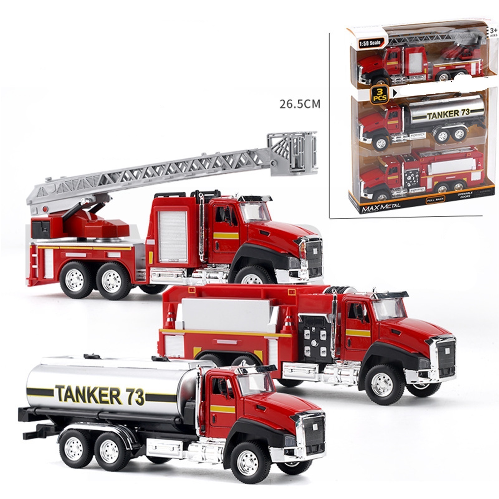 3 Pack of Diecast Engineering Construction Vehicles, Dump Truck, Digger ...