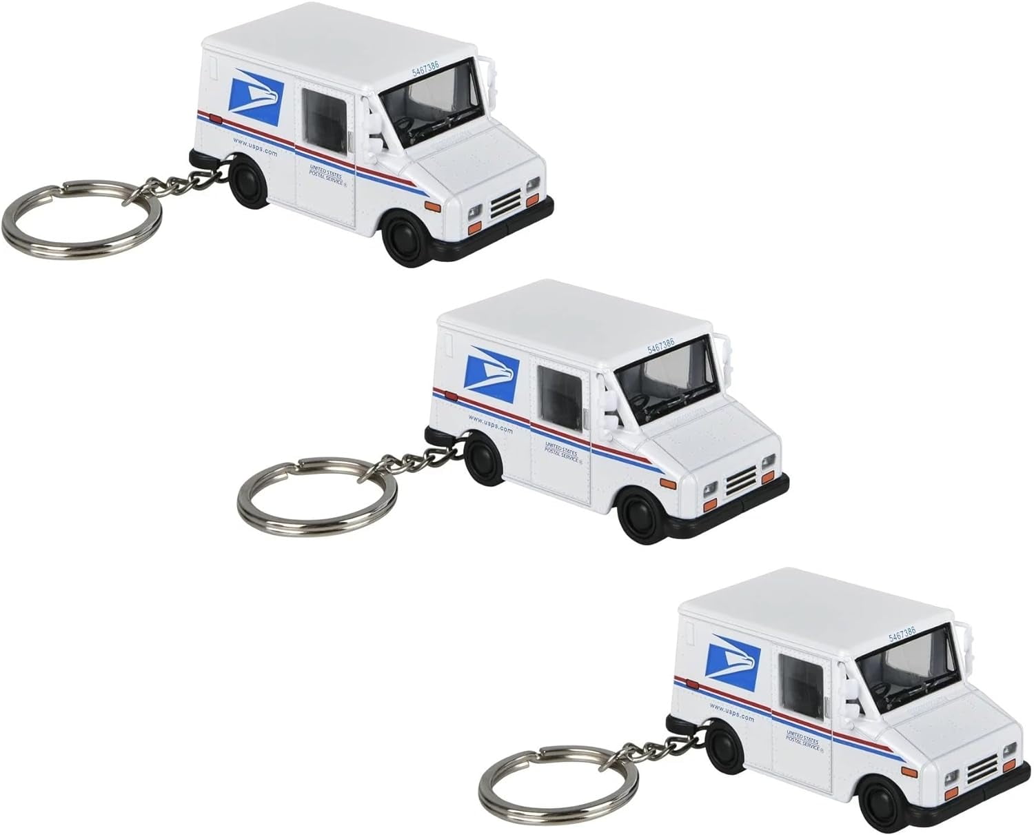 3 Pack- Diecast Pull Back Mini Postal Carrier Truck Keychains (2.5 ...