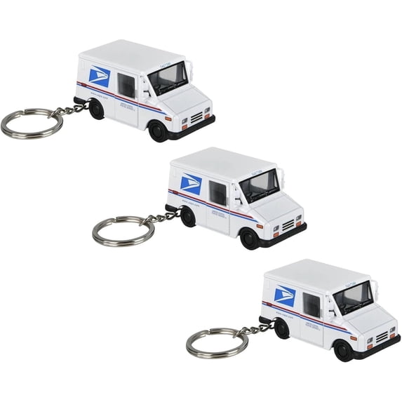 3 Pack- Diecast Pull Back Mini Postal Carrier Truck Keychains (2.5 ...