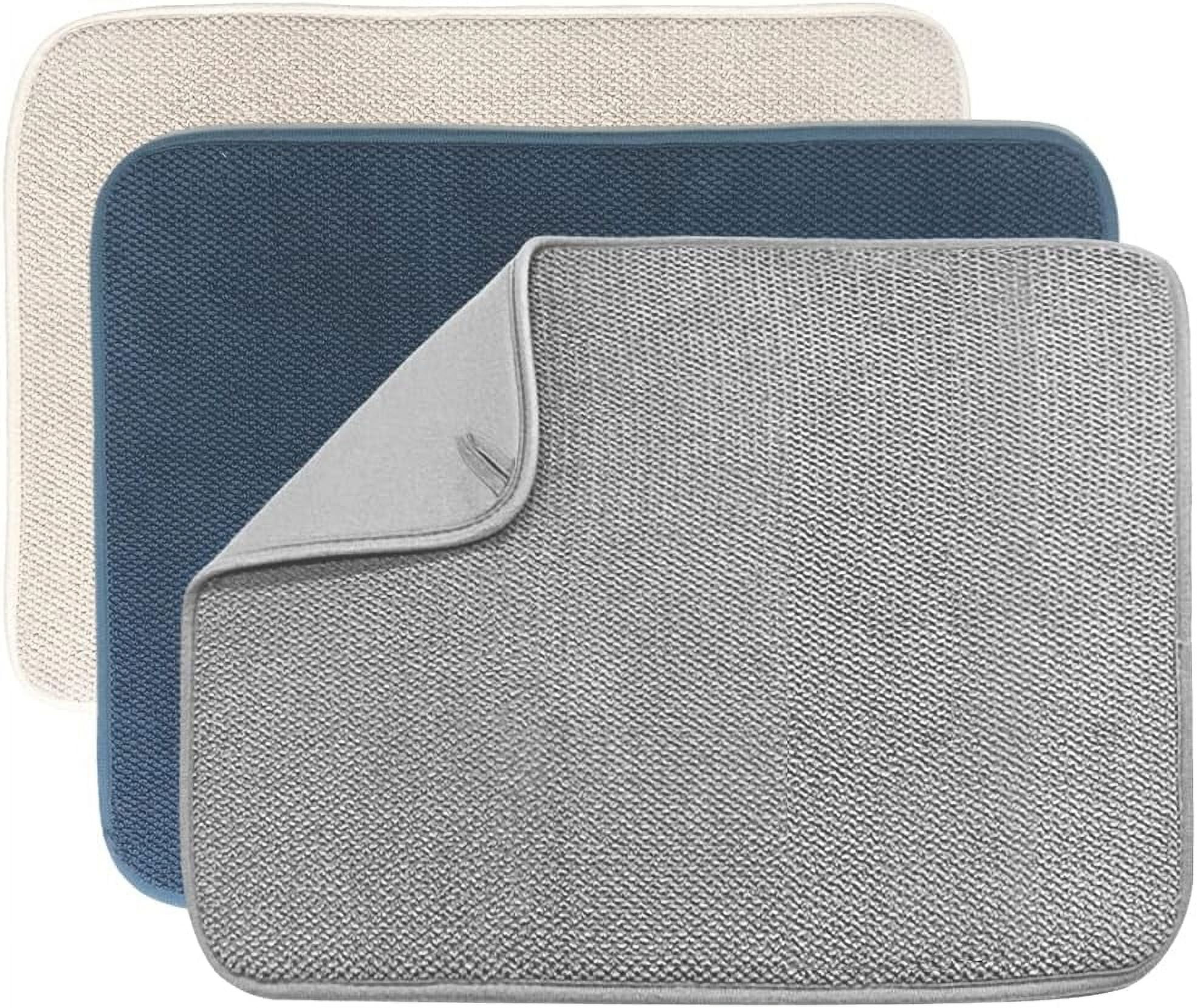 3 Pack Dish Drying Mat, Absorbent Microfiber Dishes Drainer Mats for ...