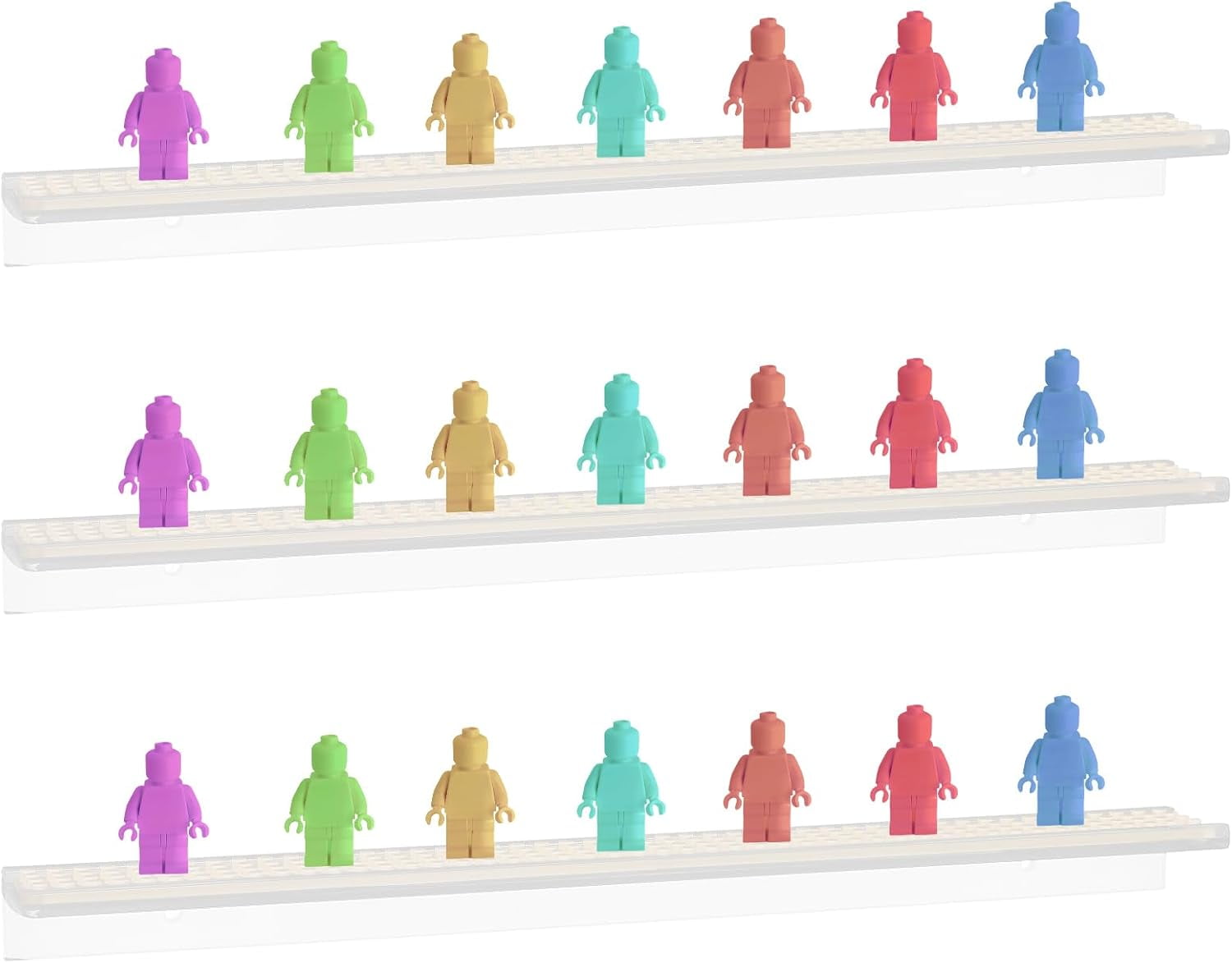3-Pack Display Shelves for Minifigure - Wall Mount Shelf for Building ...