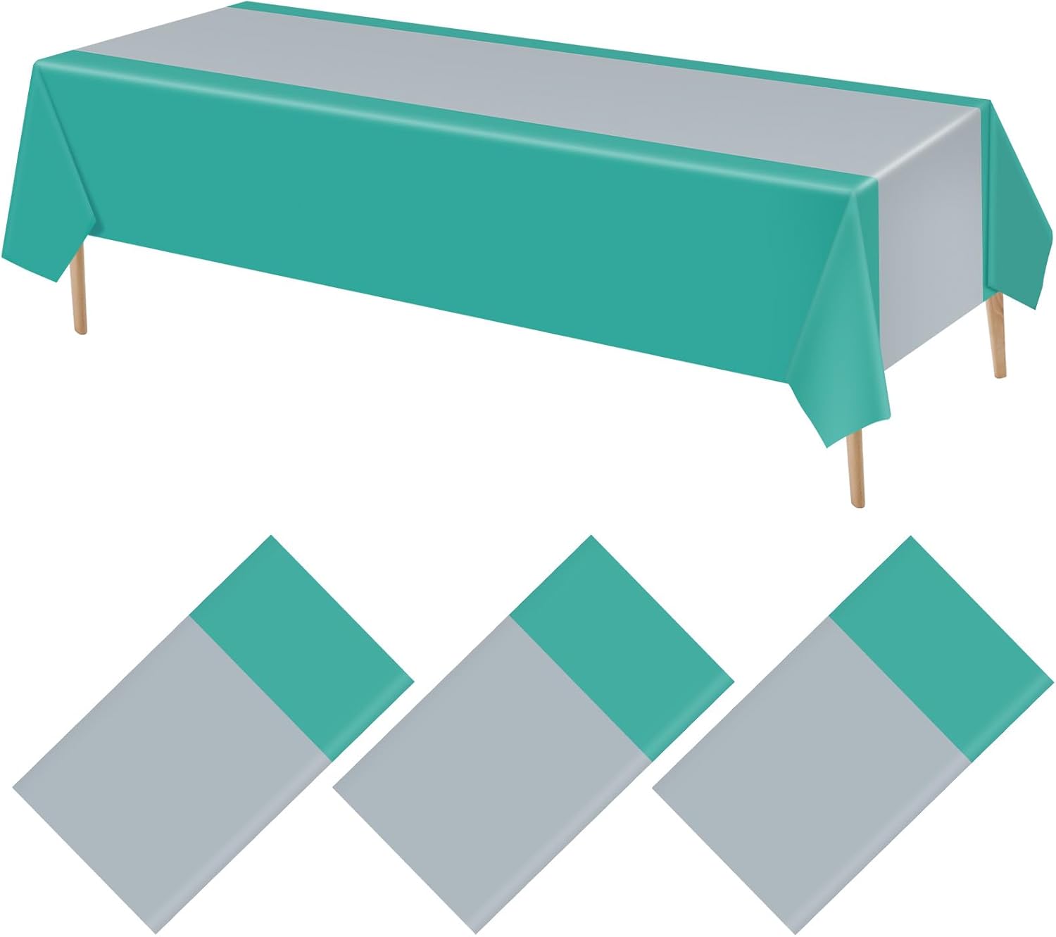 3 Pack Disposable Plastic Tablecloth Plastic Table Runner Rectangle ...