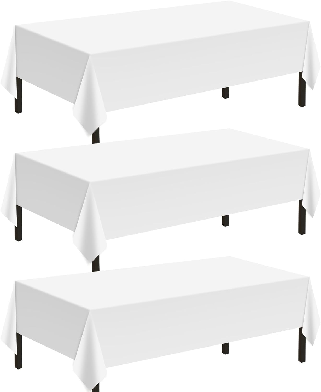 3-Pack Disposable Plastic Tablecloths for Rectangle Tables 54" x 108 ...