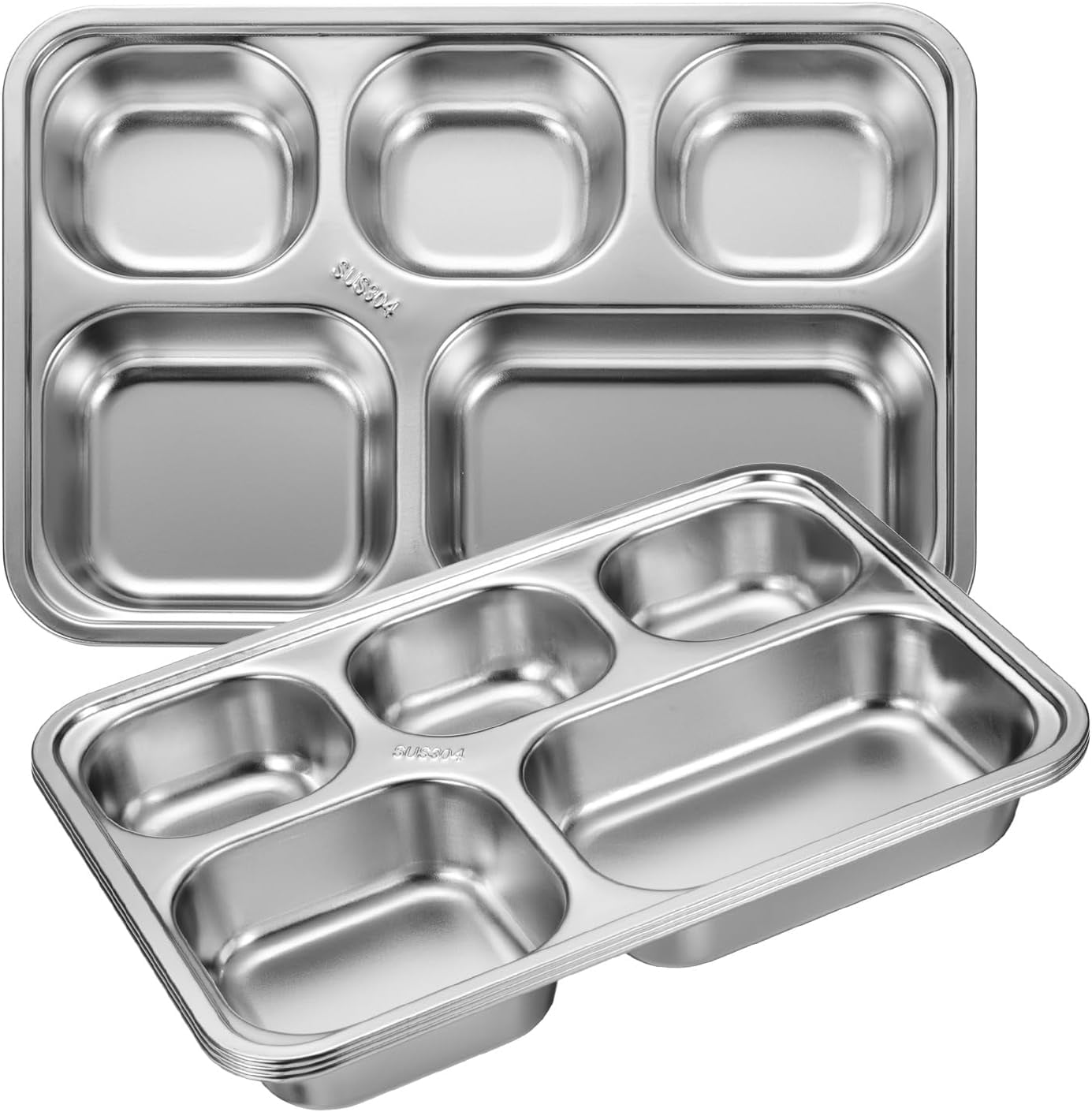 3 Pack Divided Plates Tray 304 Stainless Steel, 5 Sections Small ...