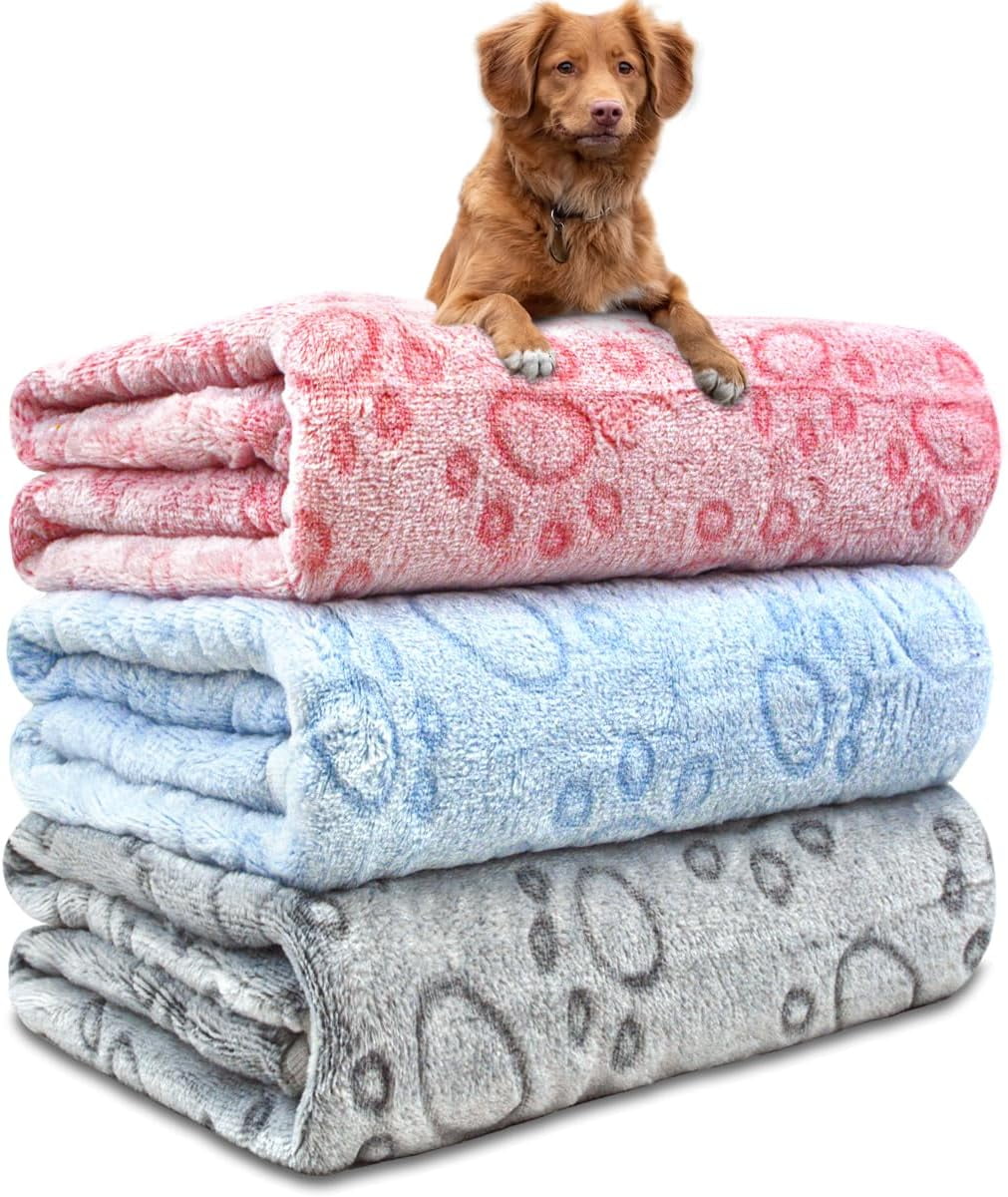 3 Pack Dog Blankets for Small Dogs, 23''x16'' Washable Dog Blanket ...