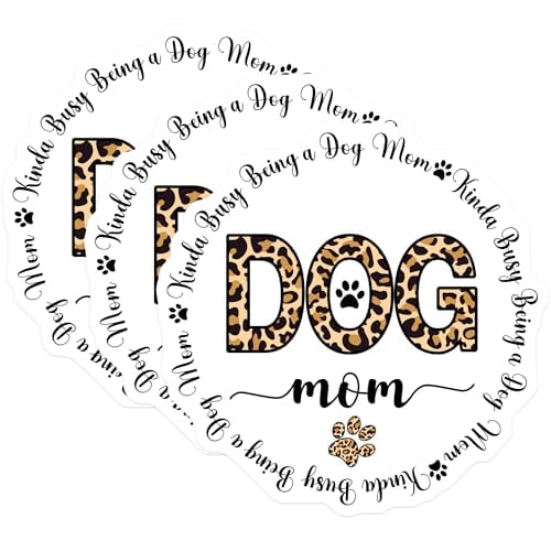 (3 Pack) Dog Mom Decals - Leopard Print Decals - Busy Dog Mom - 3 ...