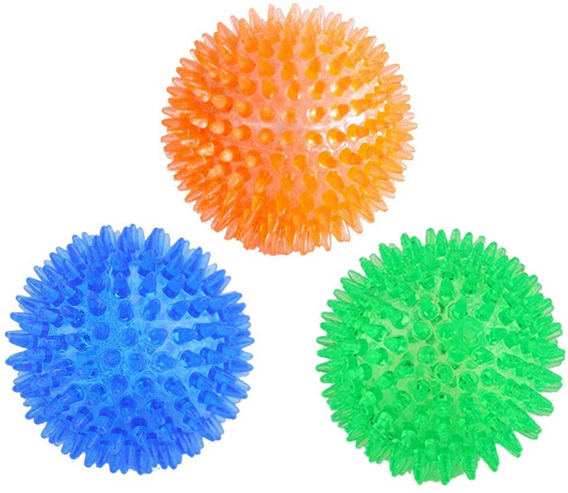 3 Pack Fetch Thrower Squeaky Dog Toys, TPR Spike Ball, Eco-Friendly ...